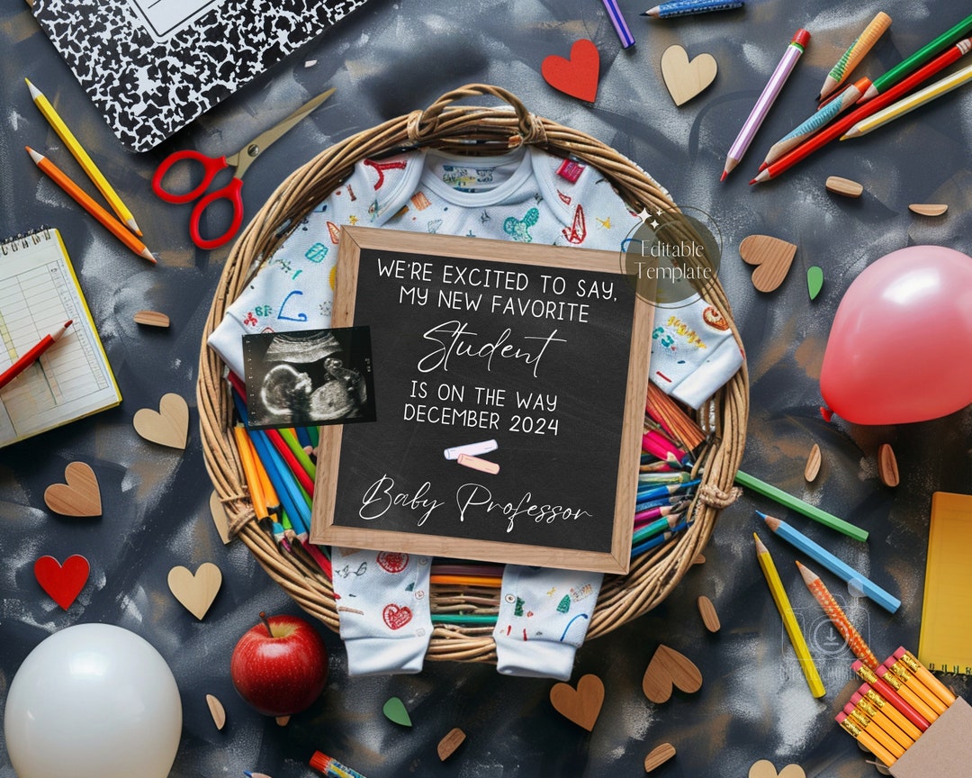 Teacher Pregnancy Announcement, Digital Homeschool Teacher Baby Reveal ...