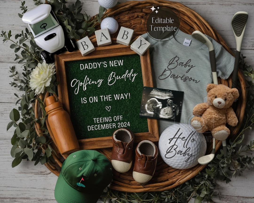 Golf Pregnancy Announcement, Digital Golfer Baby Announcement, Golfing ...