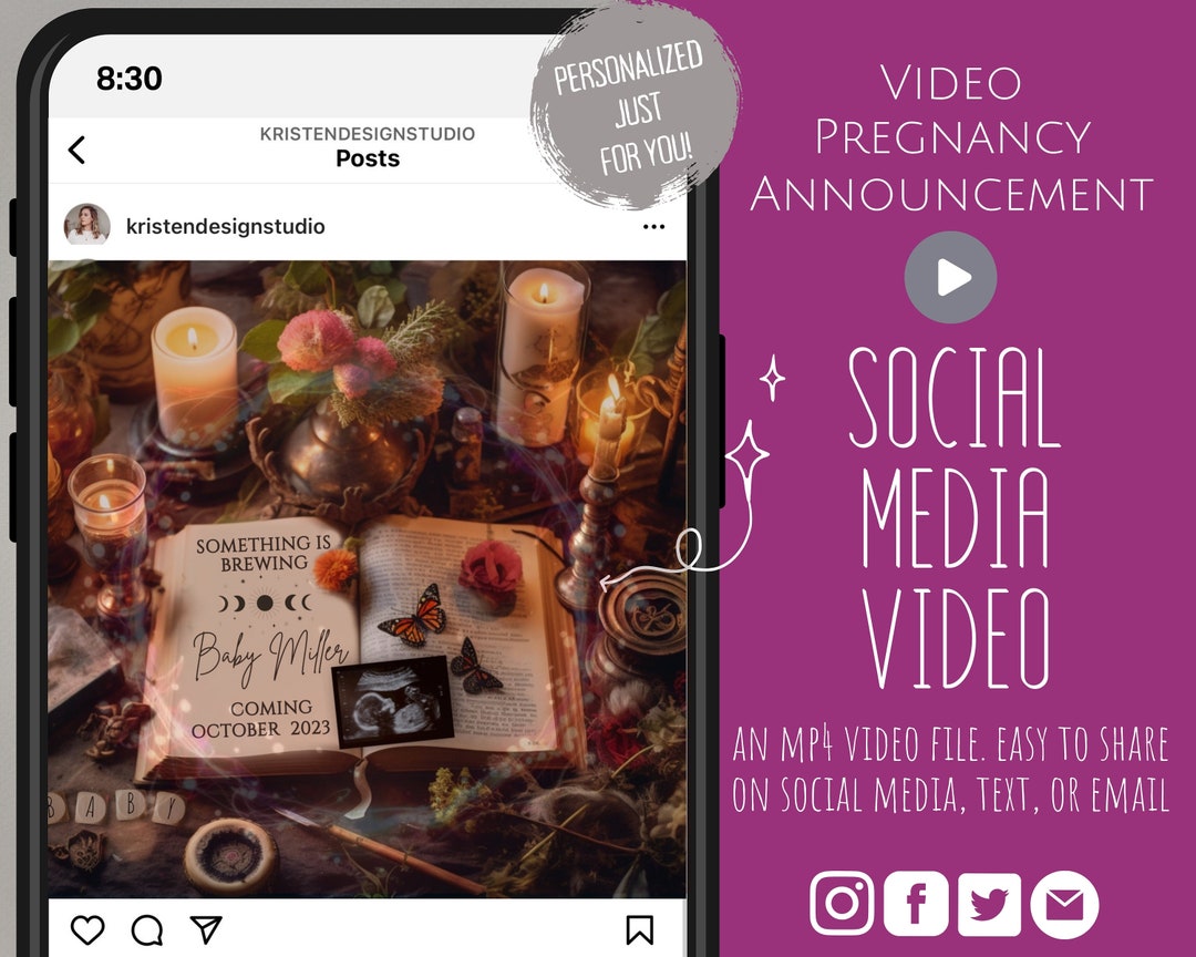 Digital VIDEO Pregnancy Announcement, Magical Gothic Baby, Halloween ...