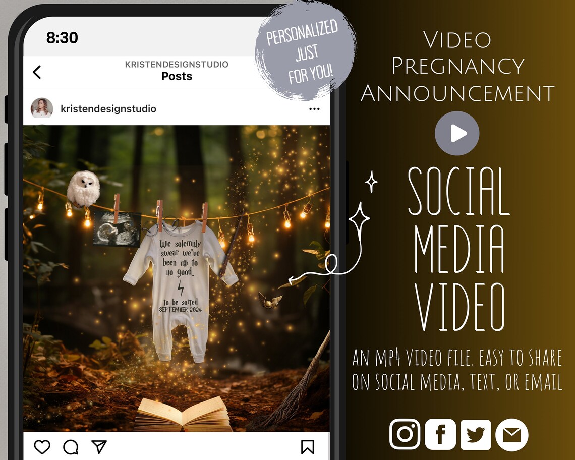 Wizard VIDEO Pregnancy Announcement, Magical Baby Announcement, Video ...