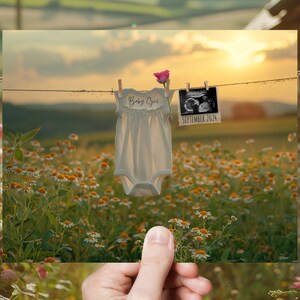 Digital Girl Pregnancy Announcement, Spring Baby Announcement, It's A ...