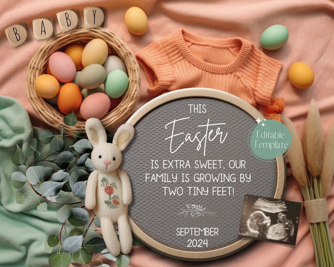 Easter Pregnancy Announcement Digital, Spring Flowers Baby Announcement ...