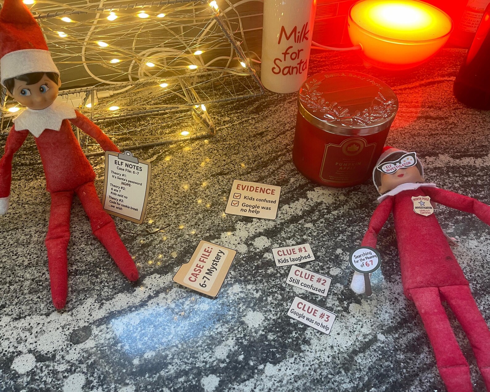 Funny 6 7 Elf Idea, What is 67 Printable, Elf Detective Props for Older ...