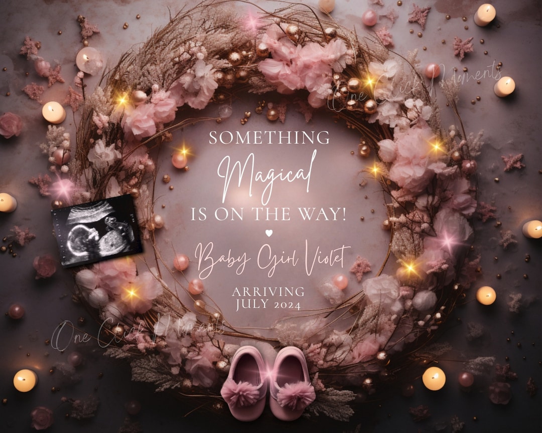 Girl Pregnancy Announcement, Magical Floral Baby Announcement Digital ...