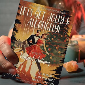 Retro Christmas Party Invitation, Adult Christmas Party Digital Invite ...