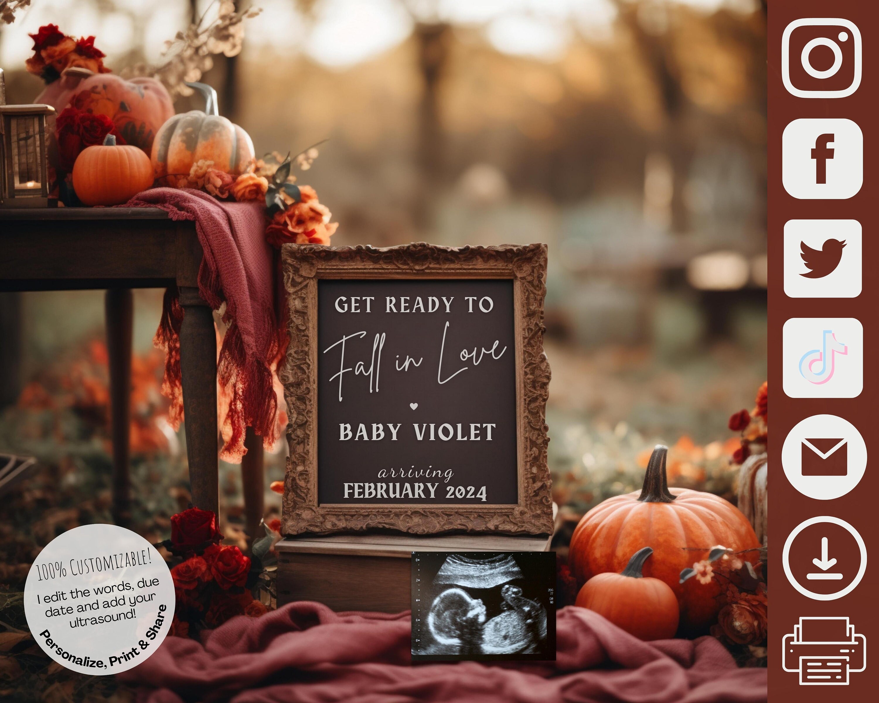 Thanksgiving Pregnancy Announcement, November Baby Announcement, Gender ...