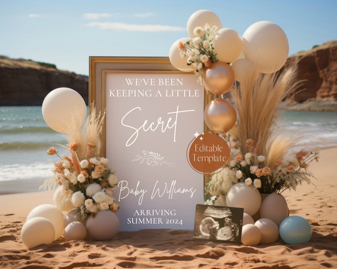 Boho Beach Pregnancy Announcement, Gender Neutral Social Media Reveal ...