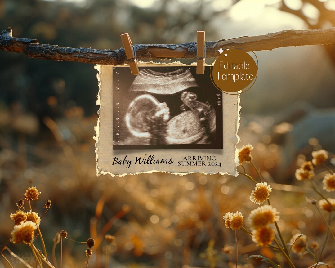Gender Neutral Pregnancy Announcement, Minimalist Baby Reveal, Digital ...