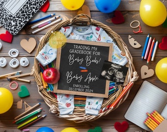 Teacher Pregnancy Announcement, Digital Homeschool Teacher Baby Reveal ...