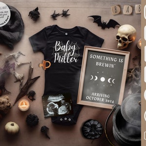 Halloween Digital Pregnancy Announcement, Witchy Social Media Birth ...