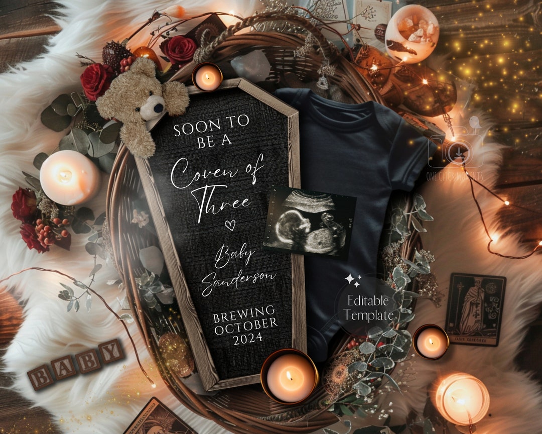 Witchy Pregnancy Announcement, Gothic Halloween Baby Reveal, Coven of 3 ...