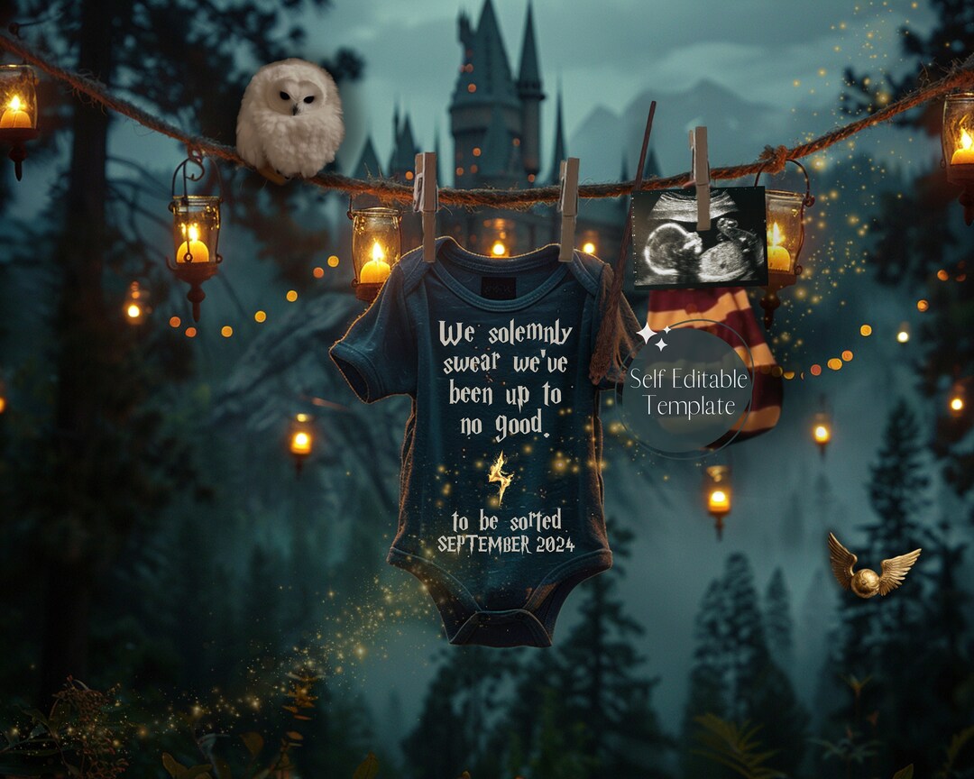 Future Wizard Pregnancy Announcement, Magical Wizard Baby Announcement ...