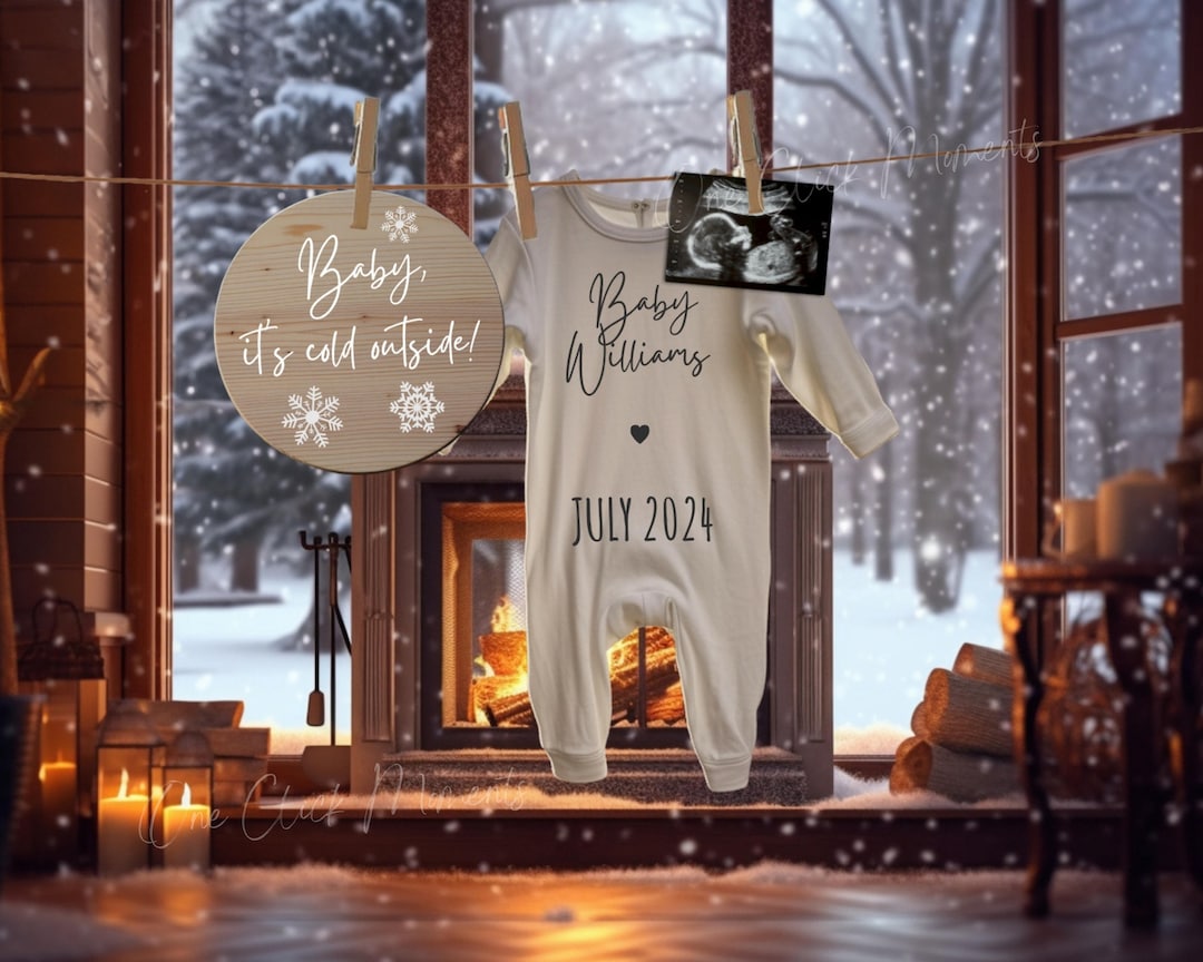 Cute Winter Pregnancy Announcement, December Baby Announcement, Winter ...