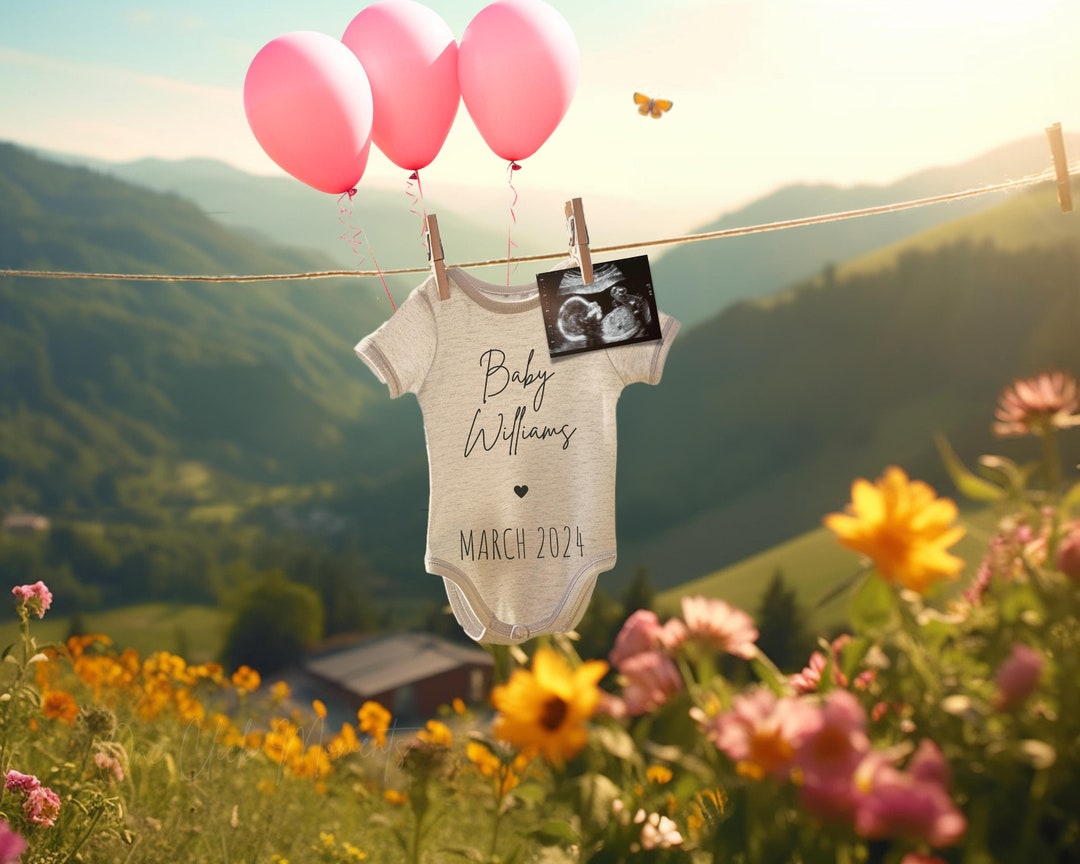 Digital Girl Pregnancy Announcement, Spring Baby Announcement, It's A ...