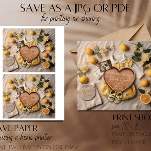 Digital Lemon Pregnancy Announcement, Lemon Baby Girl Announcement ...