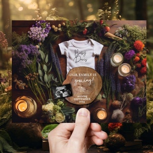 Digital Flower Pregnancy Announcement, Gender Neutral Baby Announcment ...