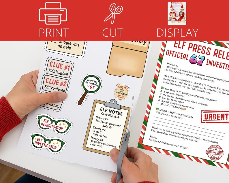 Funny 6 7 Elf Idea, What is 67 Printable, Elf Detective Props for Older ...