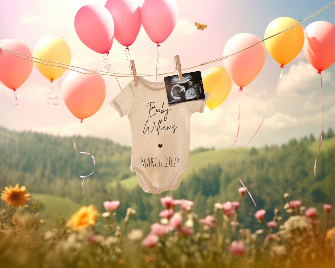 Digital Spring Pregnancy Announcement, Baby Girl Announce, It's A Girl ...