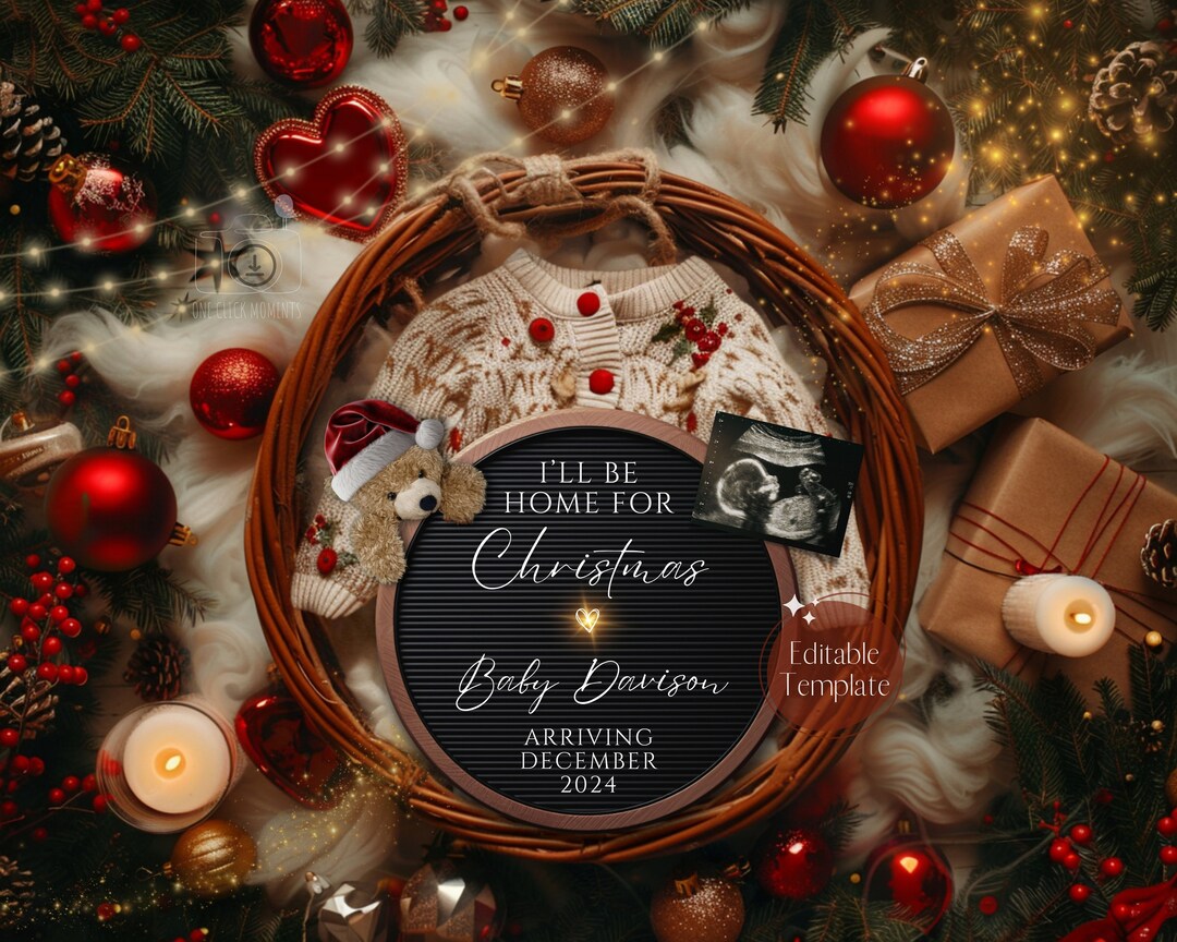 Christmas Digital Pregnancy Announcement, December Baby Announcement ...