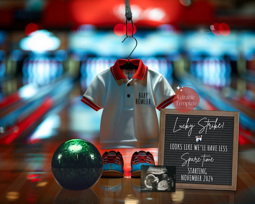 Bowling Baby Announcement, Digital Bowler Pregnancy Announcement, Lucky ...