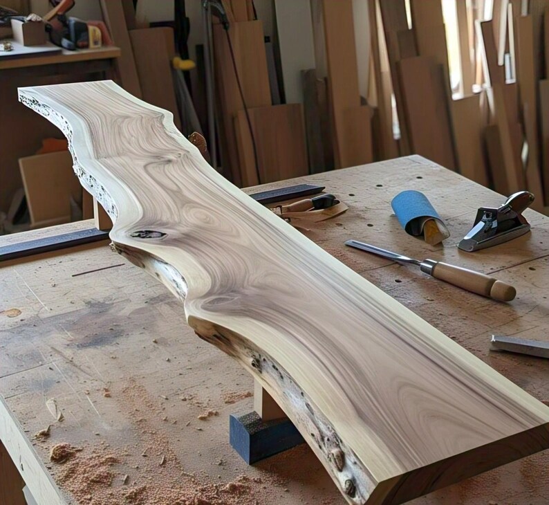 Live Edge Floating Wall Shelves, Teak Wood, Modern Shelf Easy ...