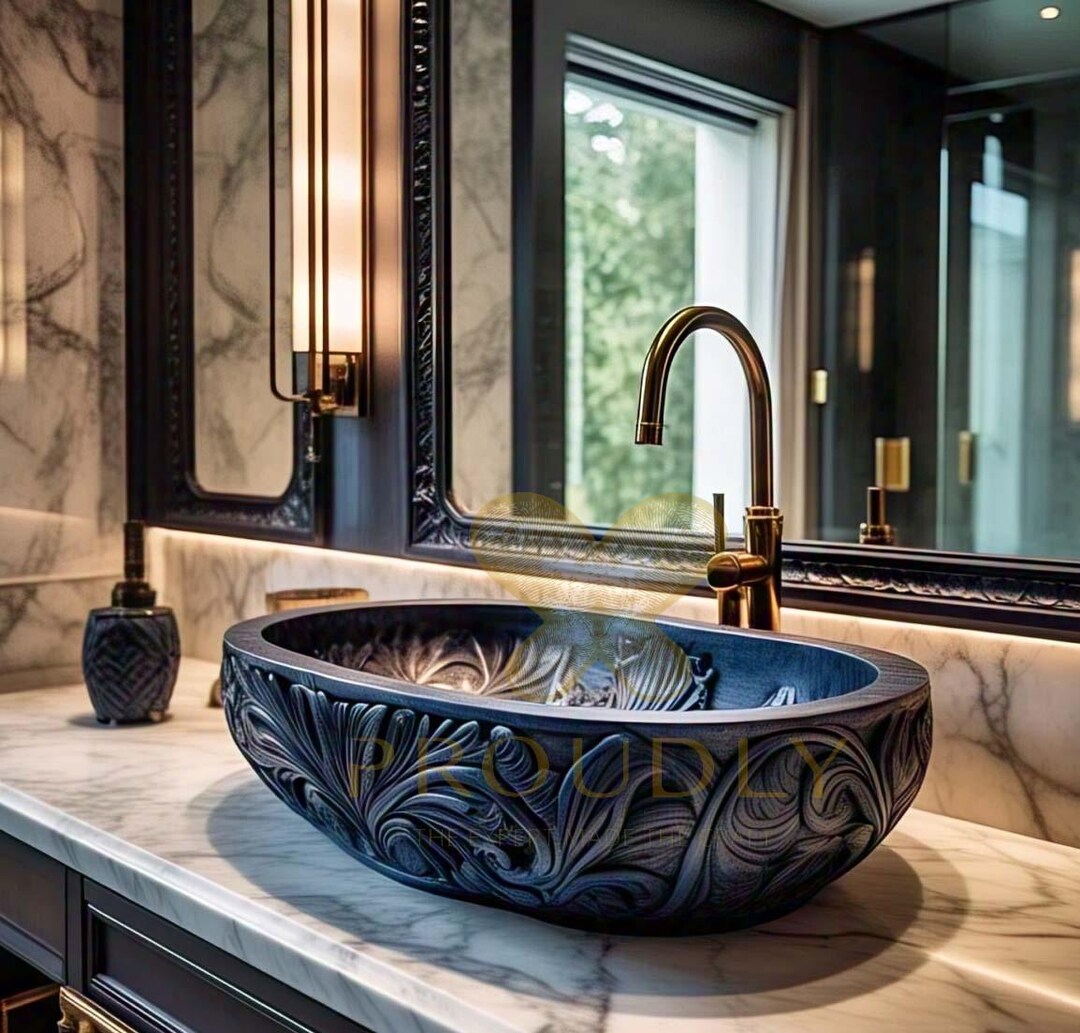 Carved Single Sink Solid Basin Wall-mounted or Countertop Table Basin ...