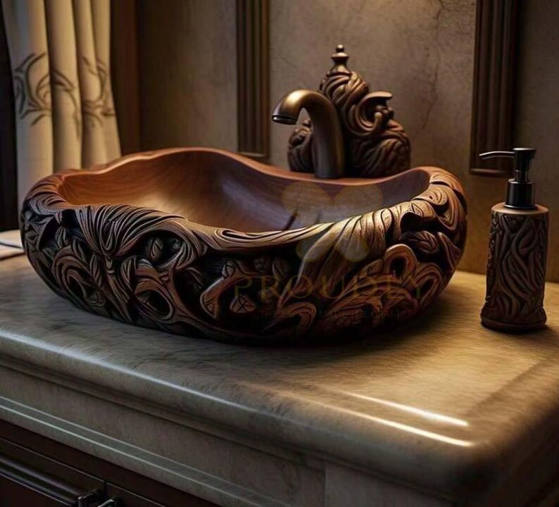 Carved Single Sink Solid Basin Wall-mounted or Countertop Table Basin ...