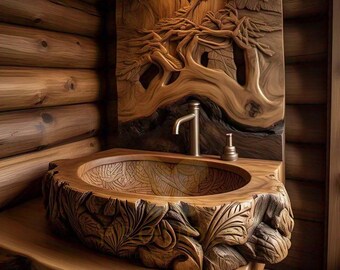 Carved Single Sink Solid Basin Wall-mounted or Countertop Table Basin ...