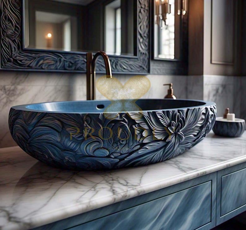 Hand Carved Single Sink Solid Basin Wall-mounted or Countertop Table ...