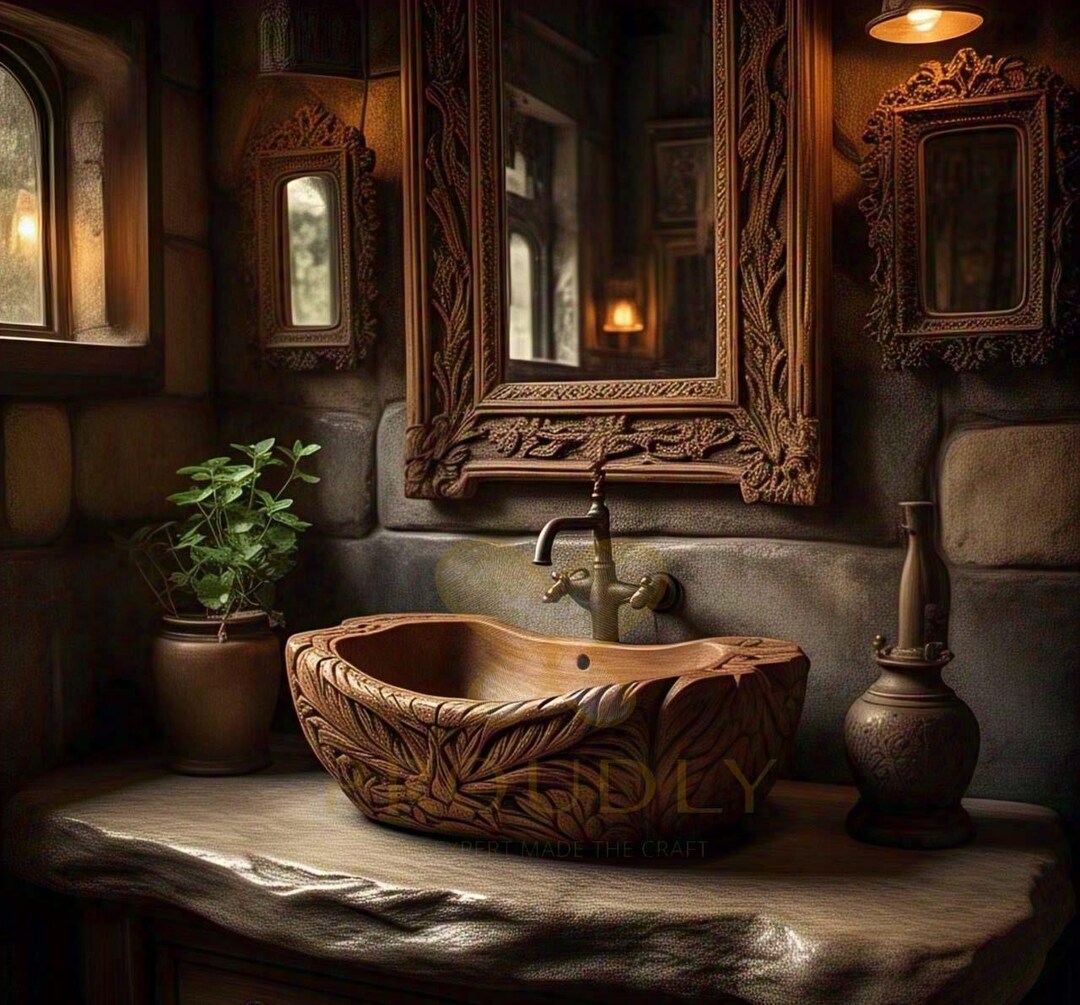 Carved Single Sink Solid Basin Wall-mounted or Countertop Table Basin ...