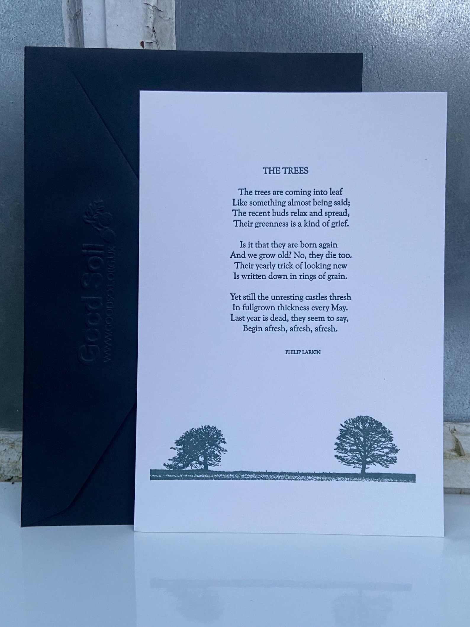 The Trees by Philip Larkin. A5 Letterpress Print in Single Colour Slate ...