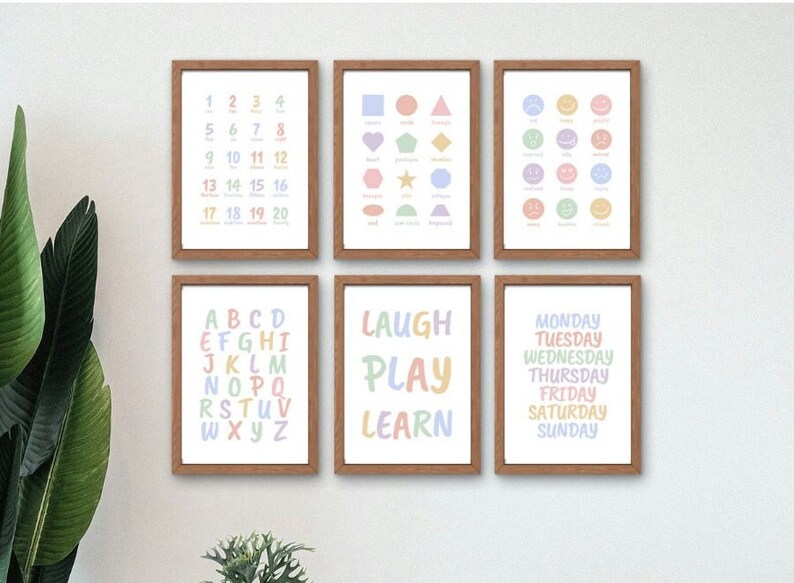 8 Printable Educational Poster Art Colourful Muted Rainbow Print ...
