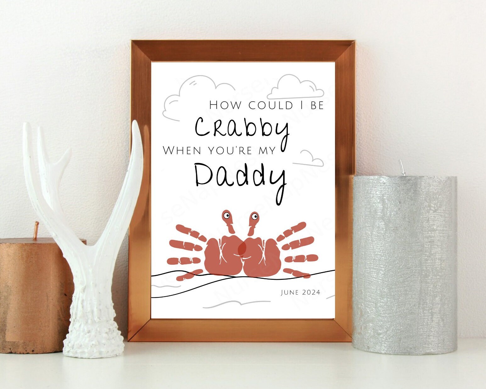 Printable Handprint Art Crabby Daddy for Father's Day, Birthday Gift ...