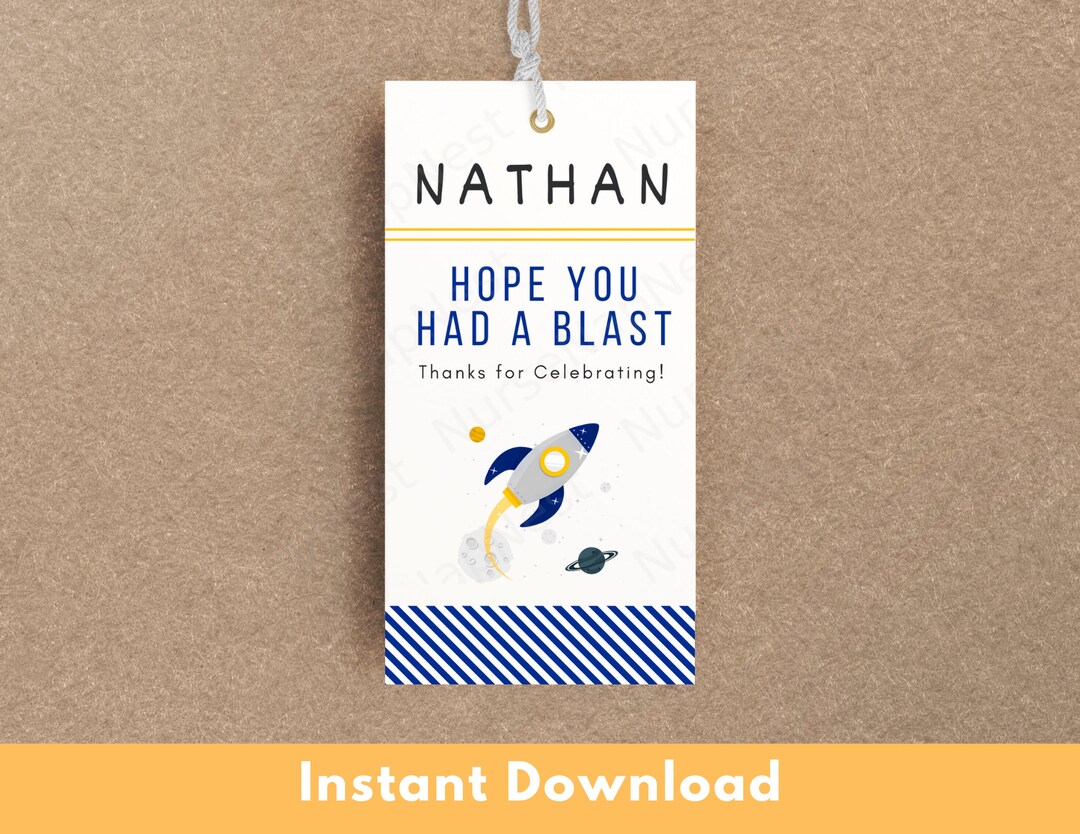 Printable Space Rocket Ship Loot Gift Bag Tag. Blank Tag for Friend ...