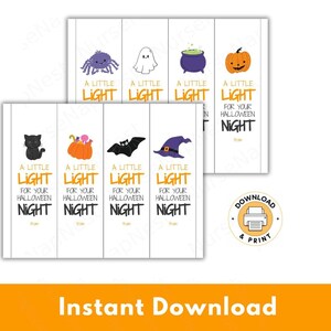 Printable Glowstick Tag Halloween Favor. Cute Cartoon DIY Candy Free ...