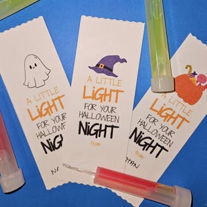 Printable Glowstick Tag Halloween Favor. Cute Cartoon DIY Candy Free ...