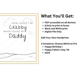 Printable Handprint Art Crabby Daddy for Father's Day, Birthday Gift ...