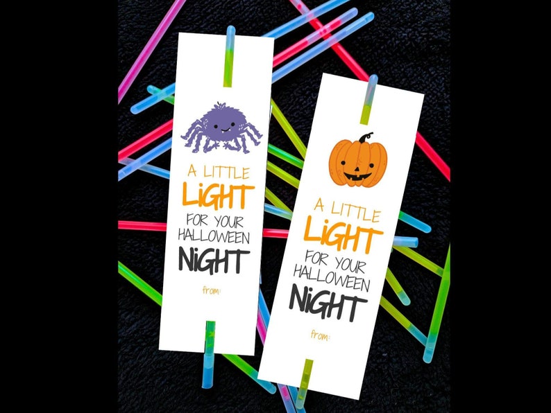 Printable Glowstick Tag Halloween Favor. Cute Cartoon DIY Candy Free ...