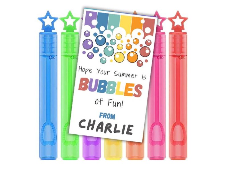 Printable Bubbles Tag. Summer Vacation DIY Boy or Girl Candy Free Treat ...