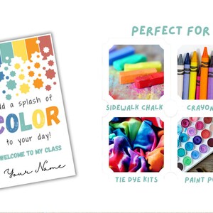Printable Color Tag Back to School Favor. Chalk, Crayons, Paint, Dye ...