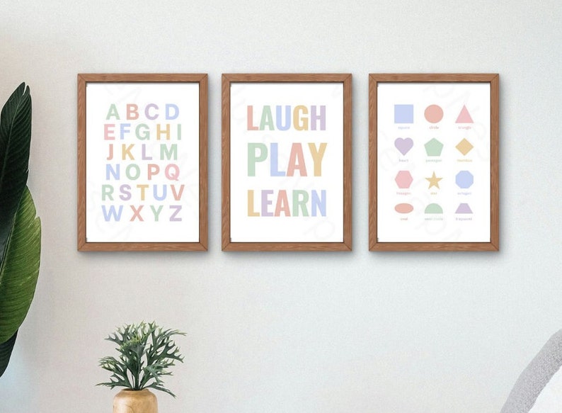 4 Printable Educational Poster Art Colourful Muted Rainbow Print ...