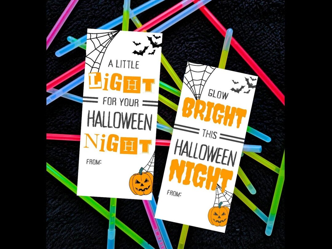 Printable Glow Stick Tag Halloween Favor, 2pk. Ready to Print ...