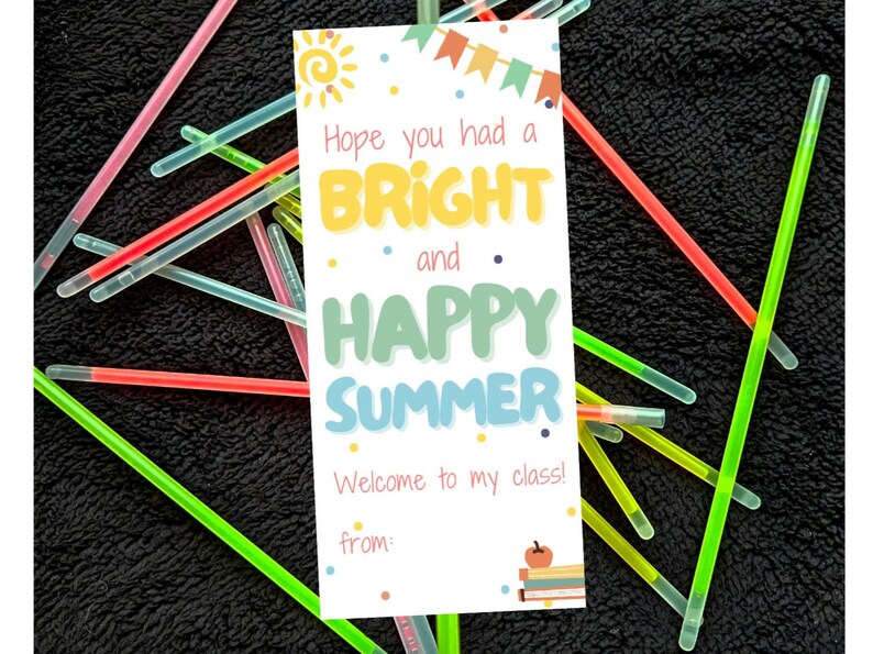 Printable Glow Stick Tag Back to School Favor, Ready to Print ...