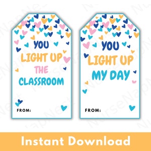 Printable Valentines Glowstick Tag. Glow Stick, Candy Free Gift for ...