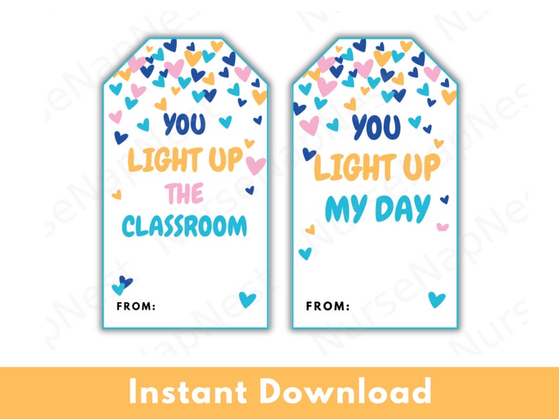 Printable Valentines Glowstick Tag. Glow Stick, Candy Free Gift for ...