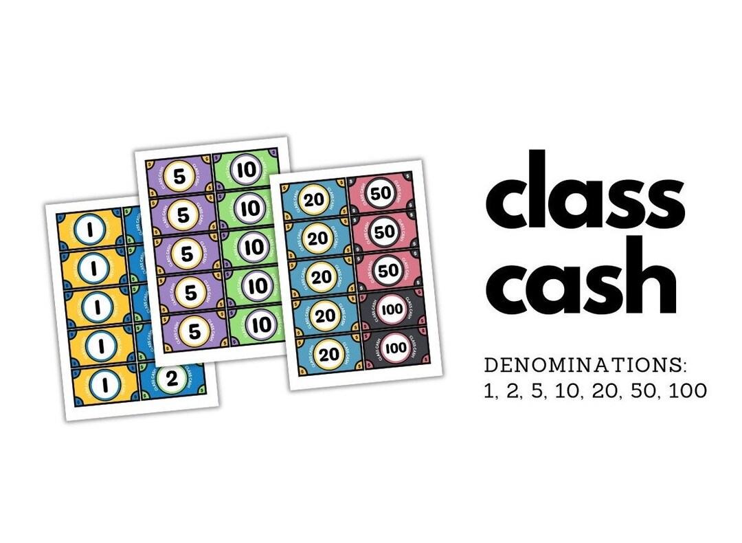 Printable Class Cash Classroom Rewards, Play Money for Kindergarten ...