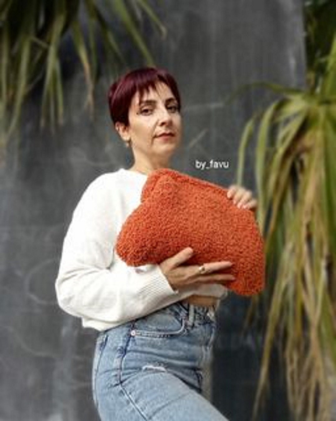 Knitted Fluffy Pouch Bag,crochet Teddy Clutch Bag,teddy Fleece Clutch ...