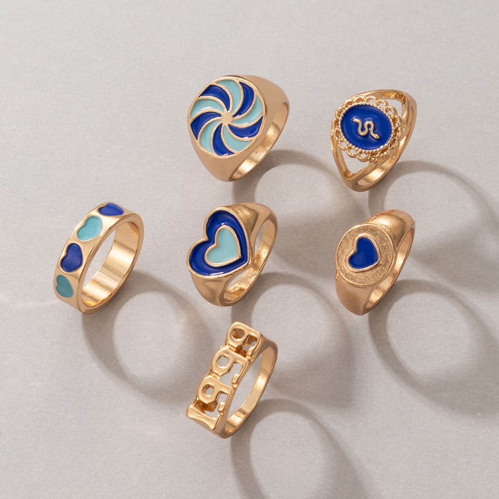 6 Piece Ring Set, Cute Y2k Ring Set, Trendy Y2K Jewelry, Statement Ring ...