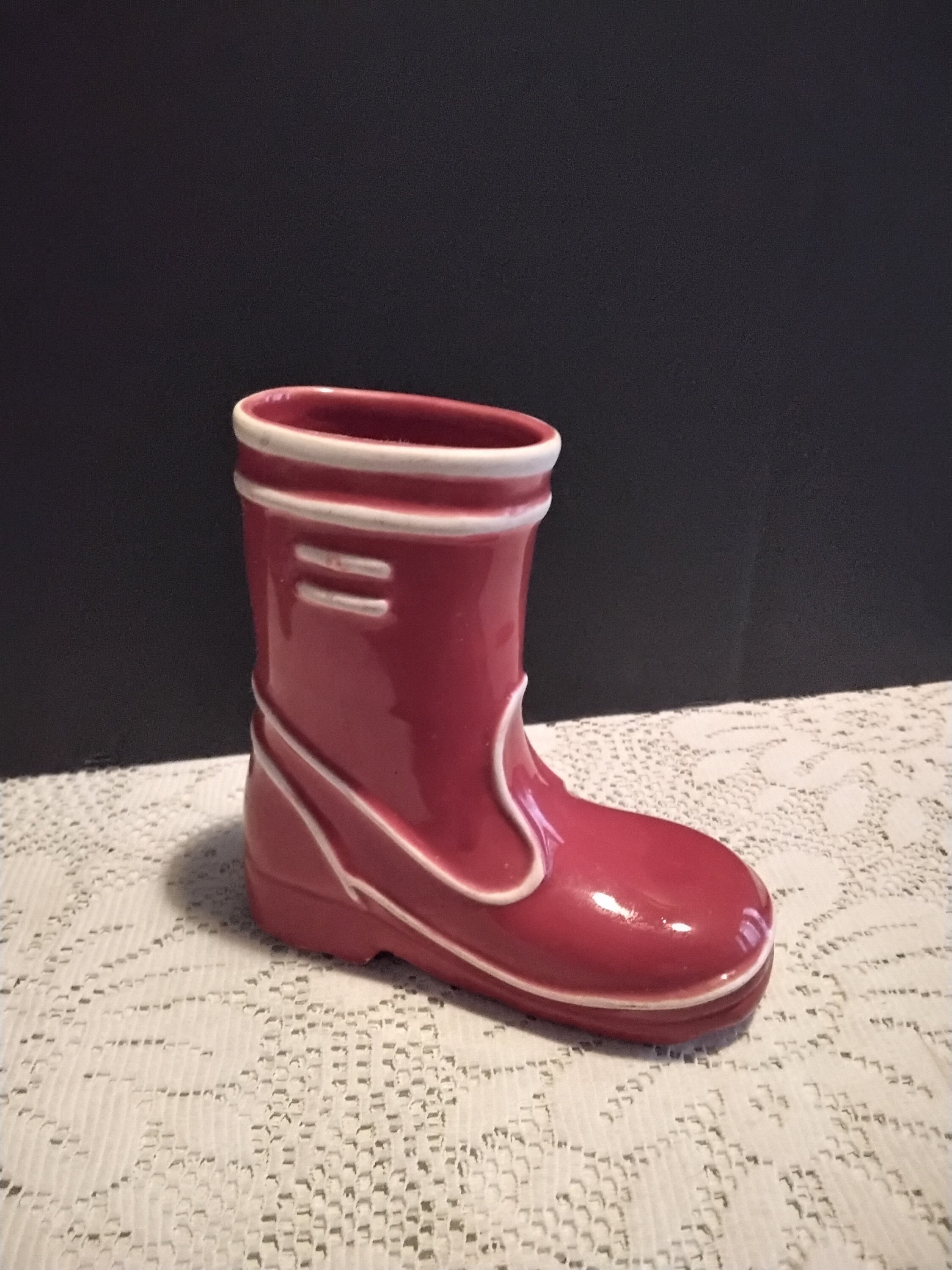 Red Rain Boot Galoshes Ceramic Planter/vase Collectible Rare - Etsy