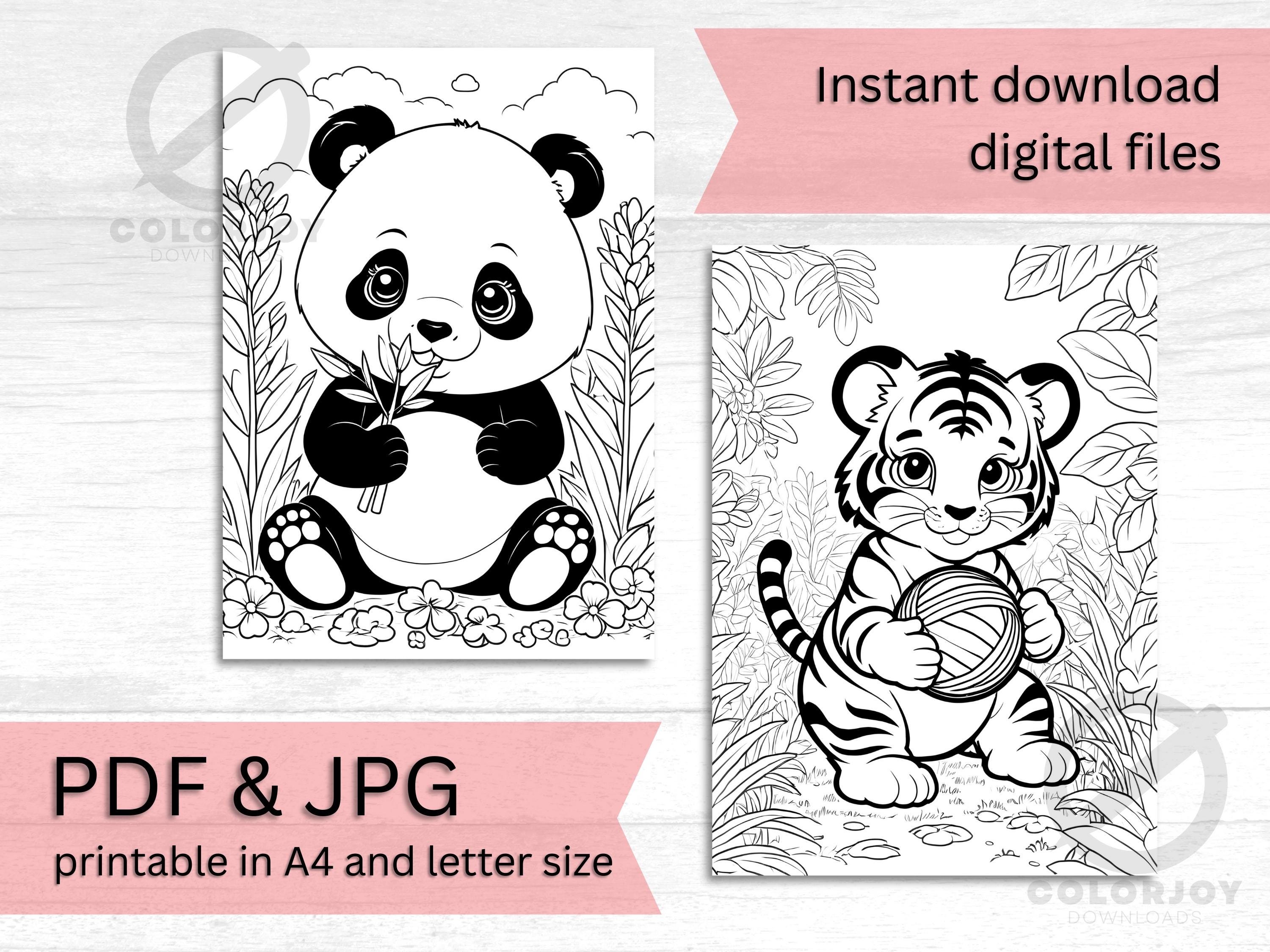 Printable Baby Animal Coloring Pages - Instant Digital Download, Kid ...